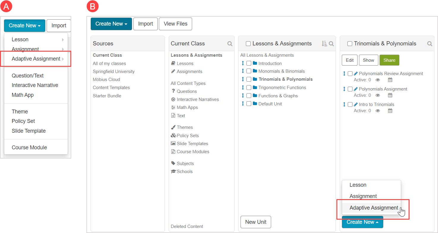 Create an adaptive assignment