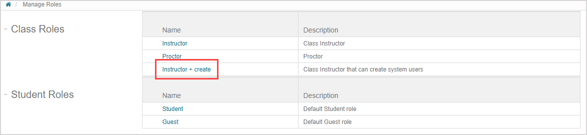 View user roles (instructor)
