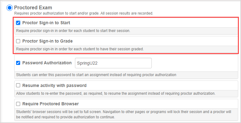 Create a proctored exam