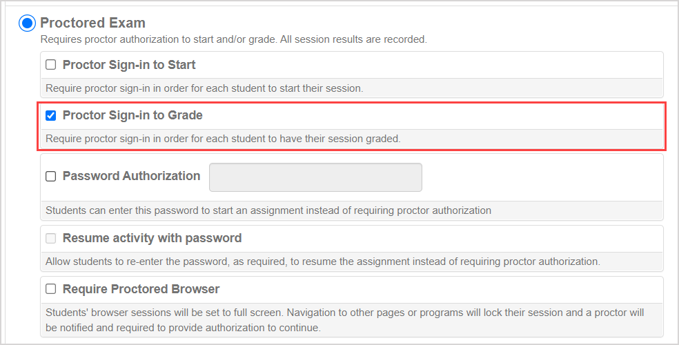 Create a proctored exam