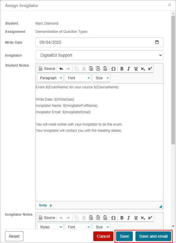 Assign an invigilator