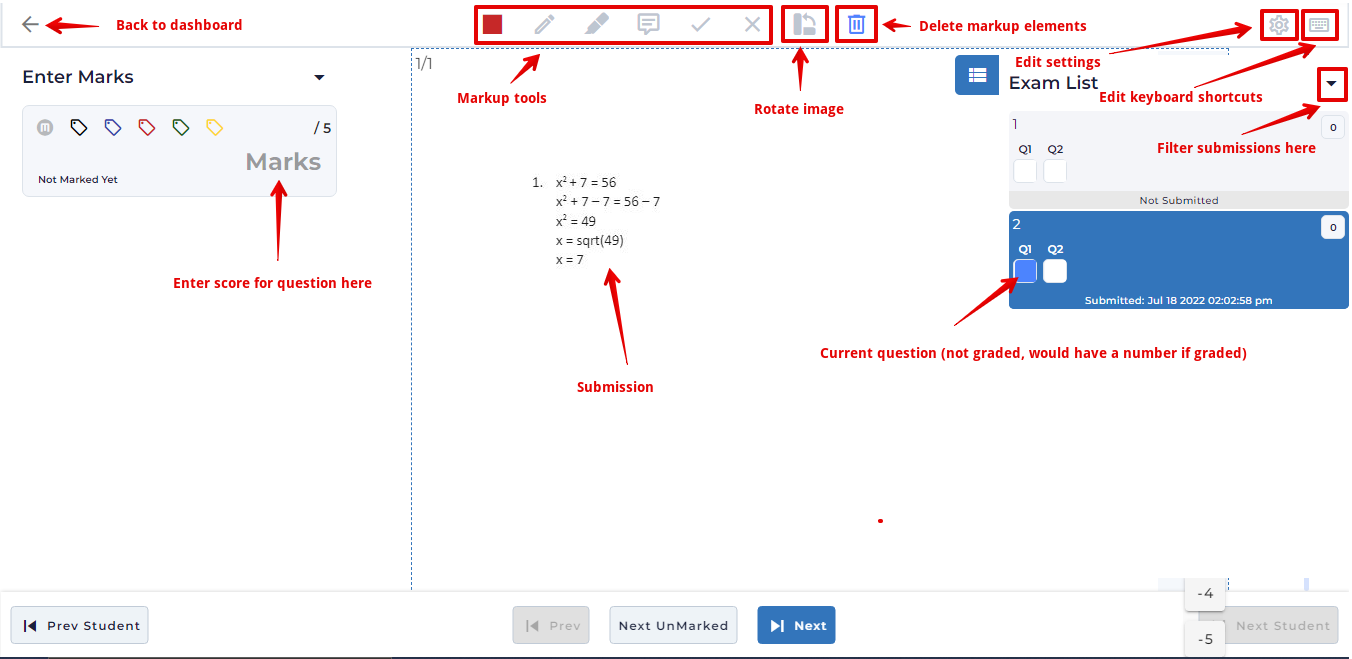 Mark student submissions and assessments