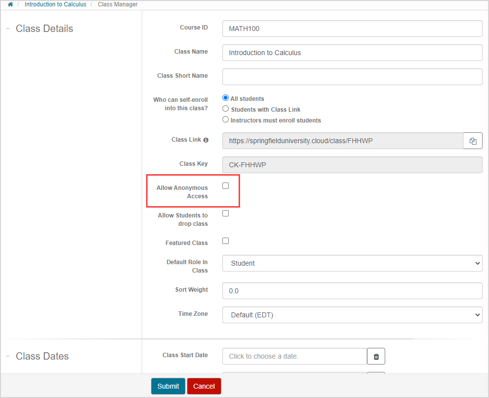 Manage anonymous access