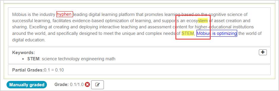 Manually grade an essay question