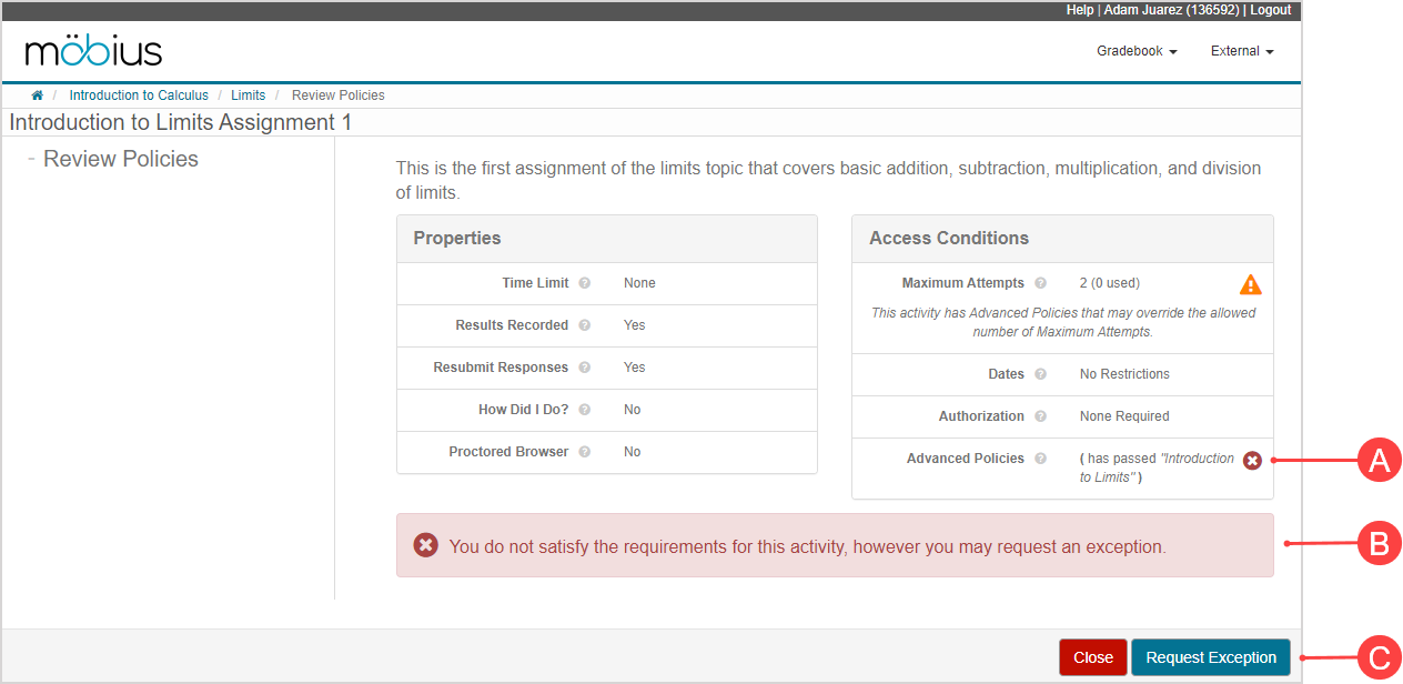 Request an exception